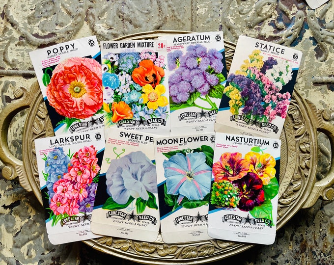 Vintage Flower Seed Packet Collection Set of 8 - Etsy