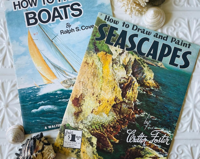 Seascapes & Boats Vintage Walter Foster Duo How to Paint Draw Guide ...