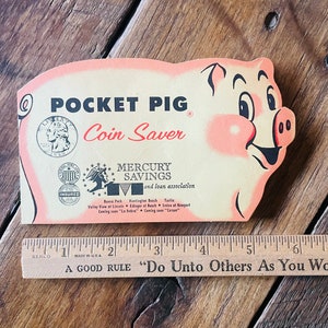 Pocket Pig Coin Saver Cute Vintage Bank Savings Ephemera - Etsy