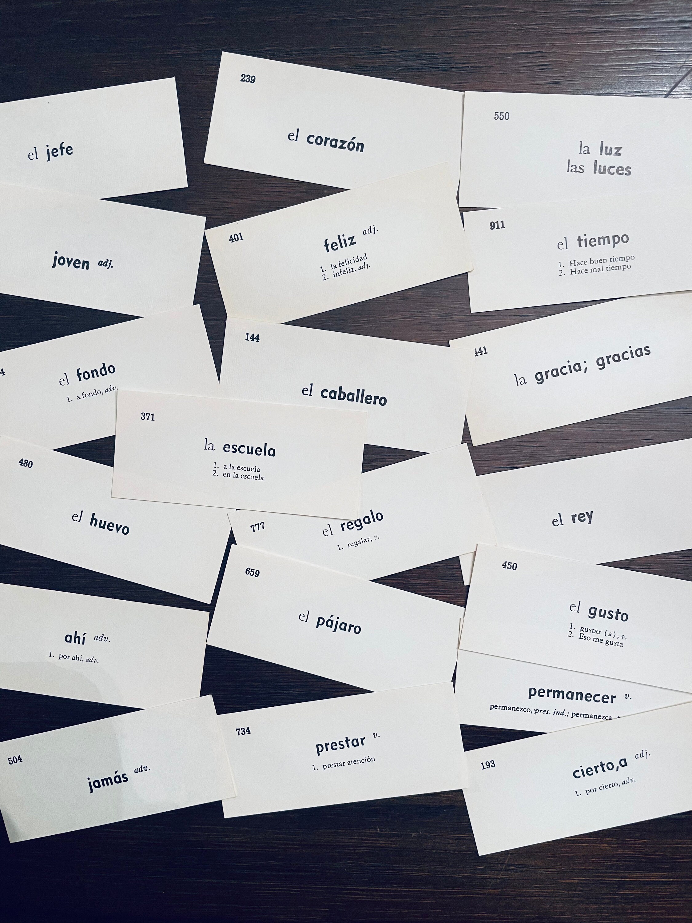 Vintage Spanish Vocabulary Word Cards Set of Twenty Random | Etsy