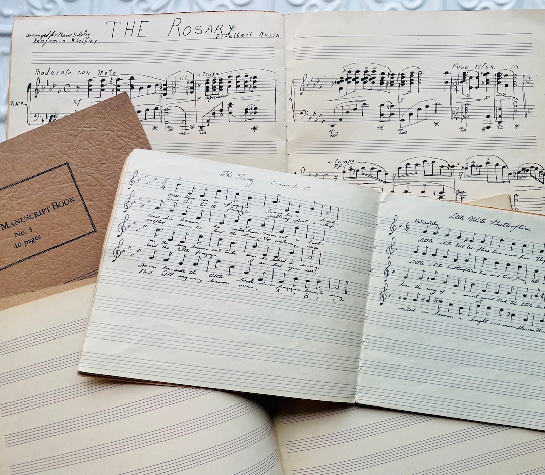 Vintage Music Manuscript Books Collection Two Blank & Two Written In - Etsy