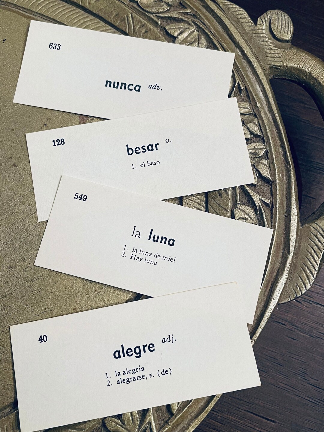 Vintage Spanish Vocabulary Word Cards Set of Twenty Random Cards - Etsy