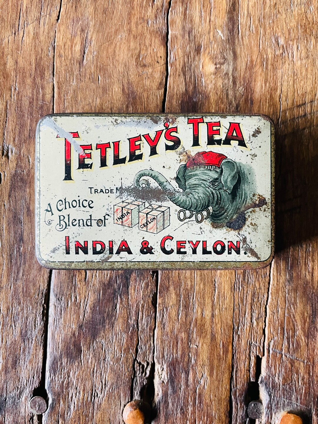 Antique Tetley’s Tea Tin Scarce Sample Size India & Ceylon Elephant - Etsy