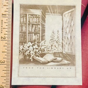Vintage Bookplates From the Library of Home Library Scene Flowers ...