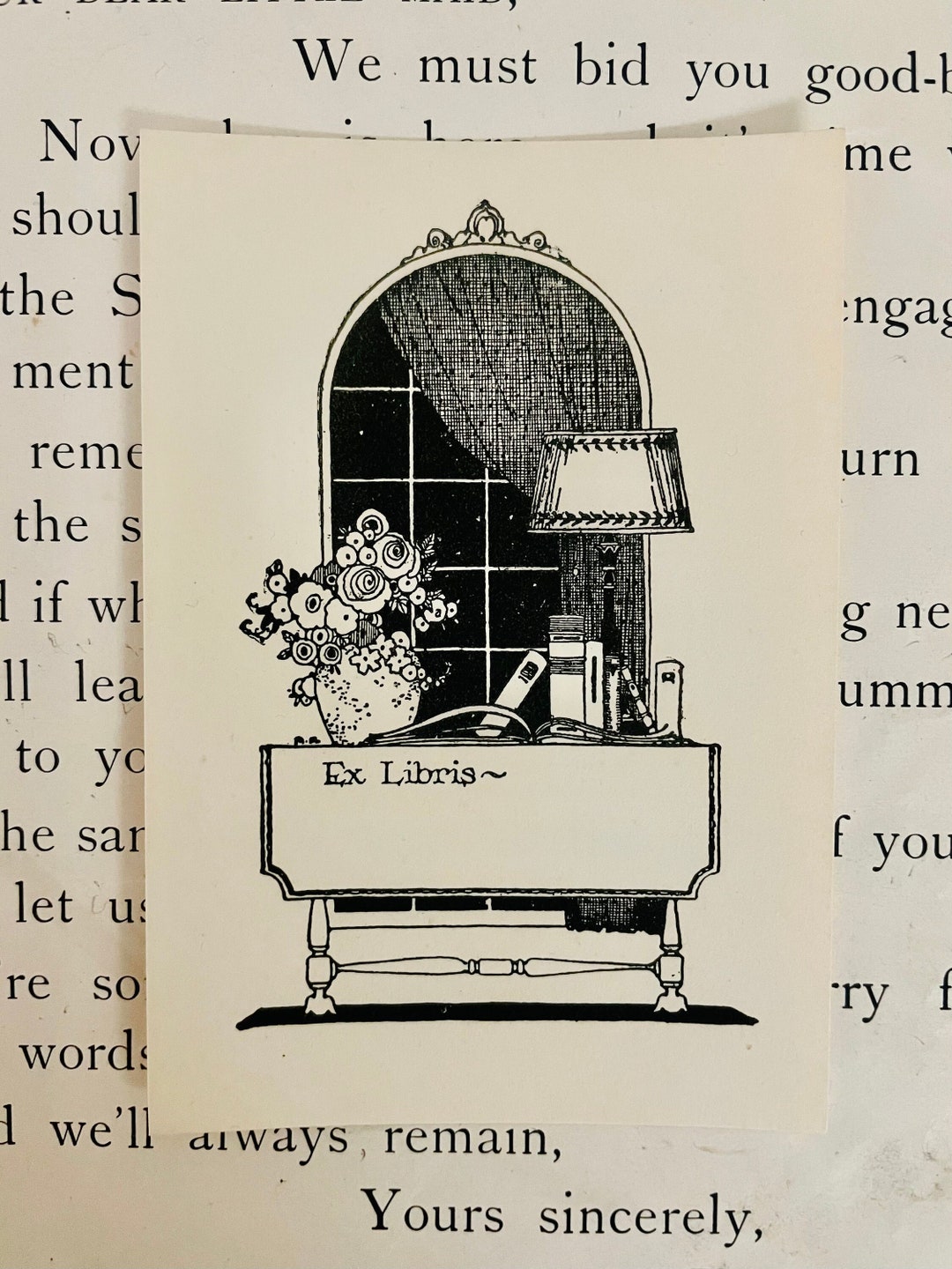 Vintage Ex Libris 1940s Bookplates Table Books Flowers Set of 5 - Etsy