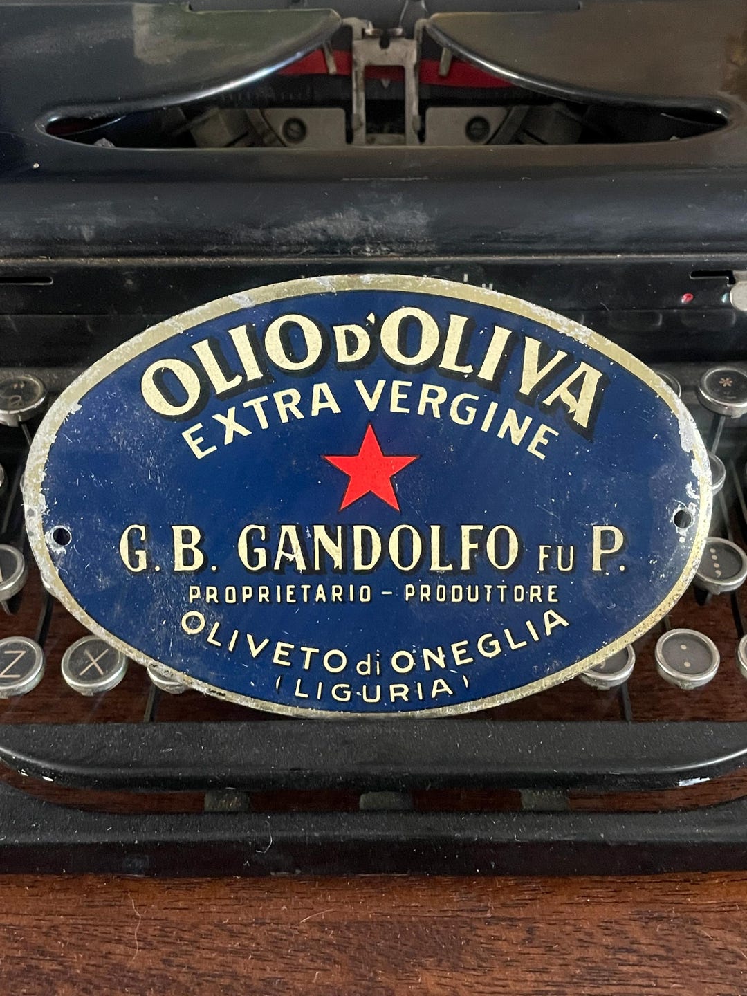 Vintage Italian Olive Oil Metal Sign Label Olio Doliva G.B. Gandolfo ...
