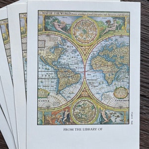 Vintage Globe Map Bookplates From the Library of Book Labels Set of ...