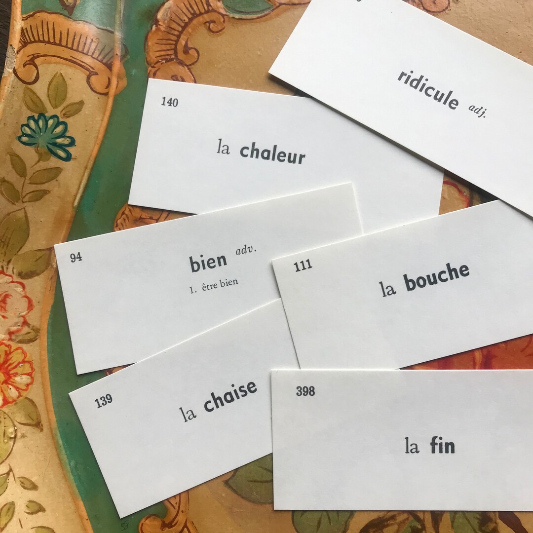 Vintage French Vocabulary Word Cards Set of Twenty Random Cards - Etsy