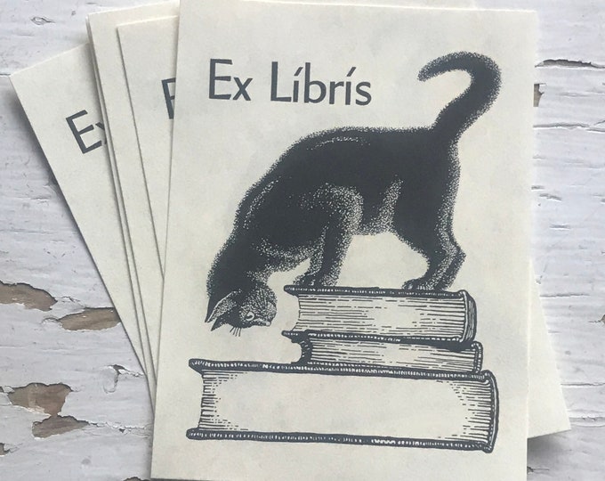Set of Five Vintage Ex Líbrís Book Plates Bookplates Cat Kitty - Etsy