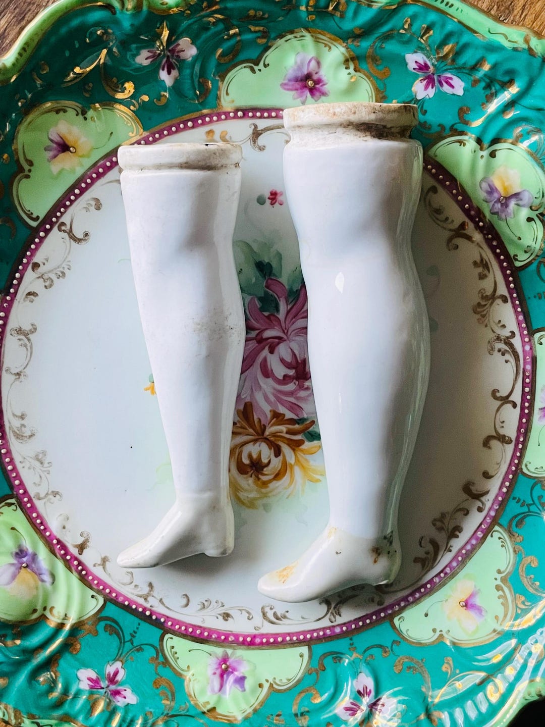 Antique Glazed Porcelain Doll Legs White Old Parts - Etsy