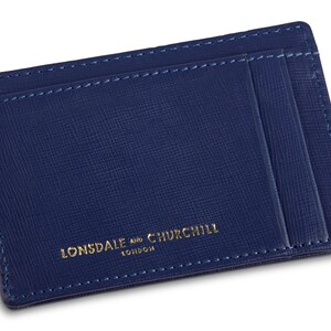 Blue Saffiano Leather Card Holder With Rfid Protection - Etsy