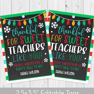 Editable Printable Teacher Christmas Gift Tags Template | Etsy
