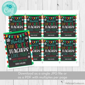 Editable Printable Teacher Christmas Gift Tags Template | Etsy