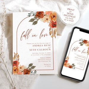 Fall in Love Wedding Invitation Suite Templates With RSVP and Details ...