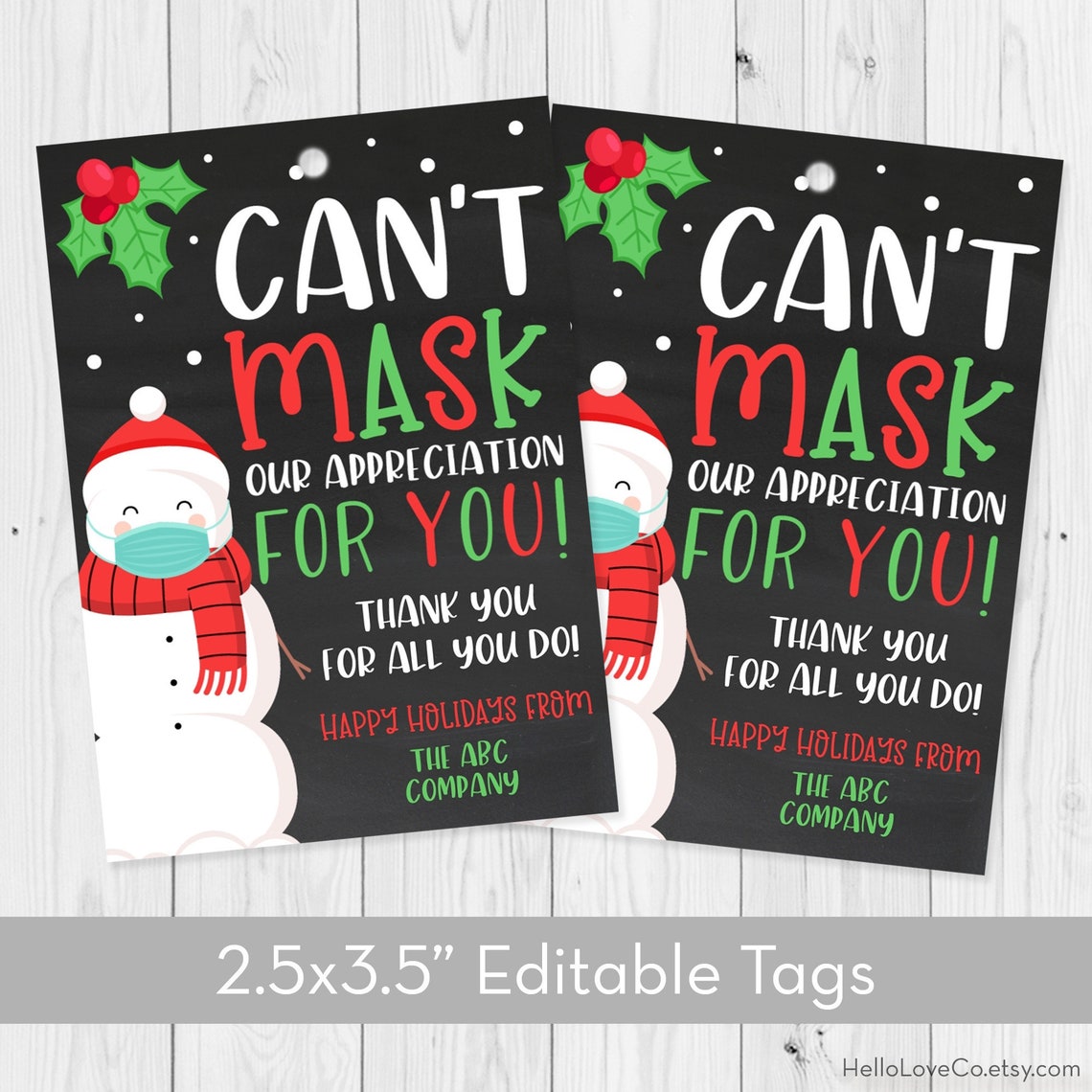 Editable Printable Can't Mask Our Appreciation For You | Etsy