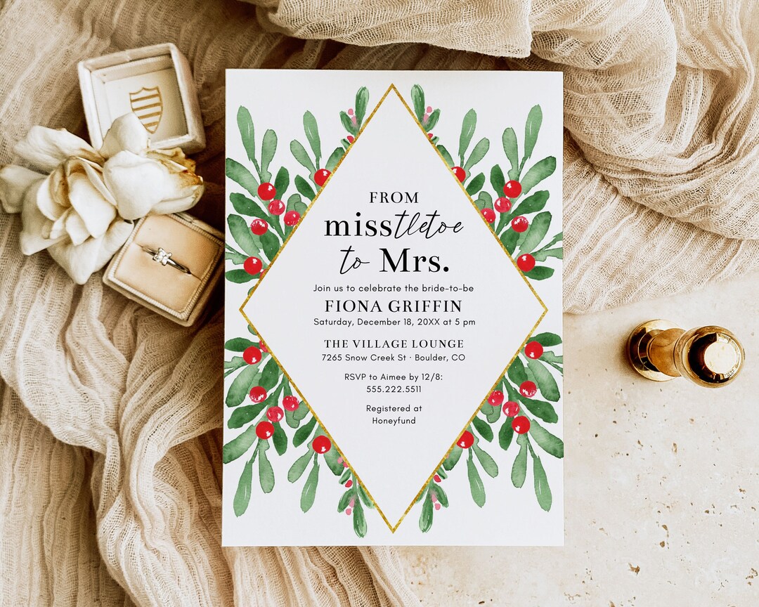 Plantilla de invitación de despedida de soltera de muérdago, 5x7 de ...