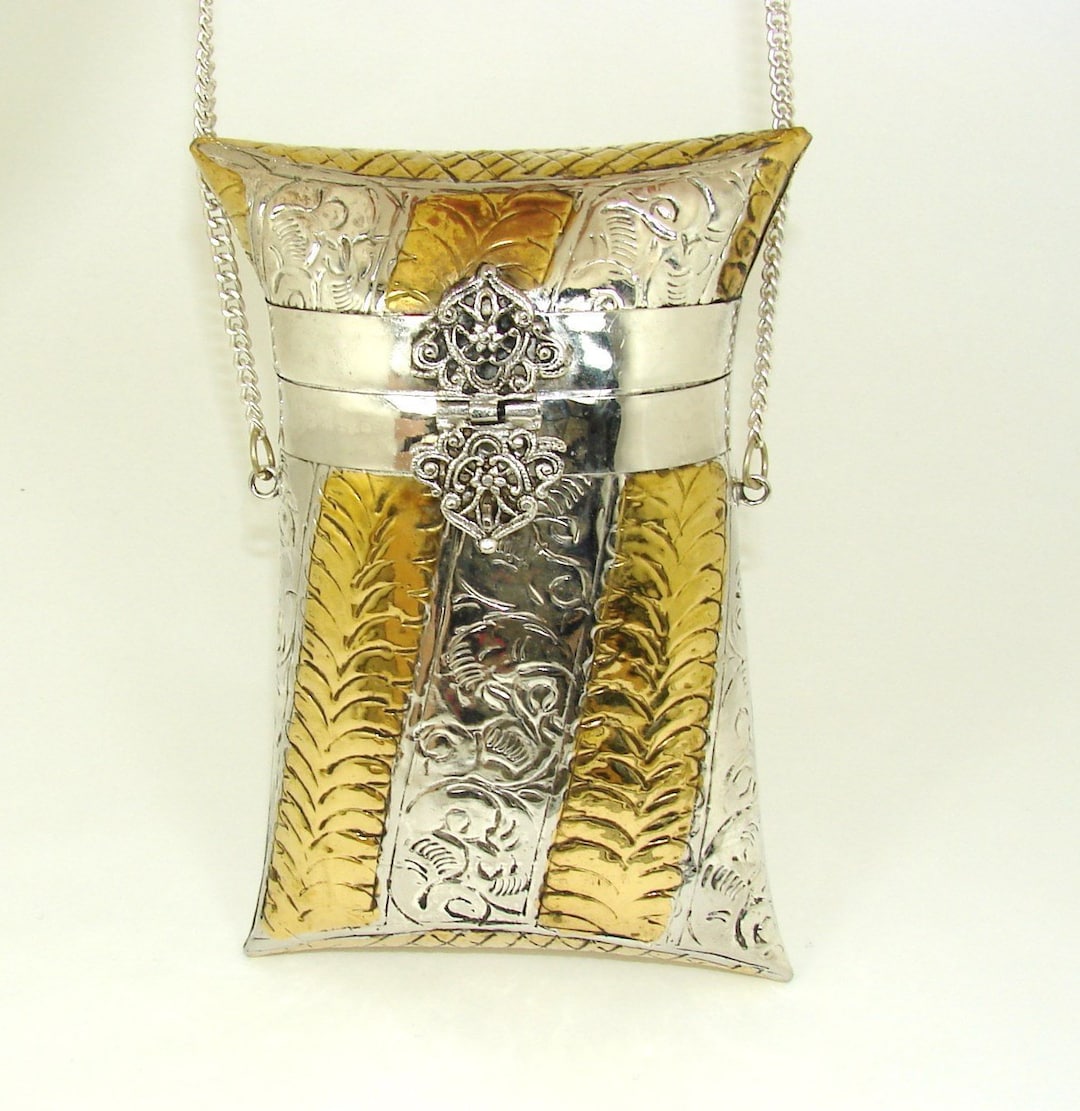 Metal Purse, Silver and Gold, Chain Shoulder Strap, Unisex - Etsy