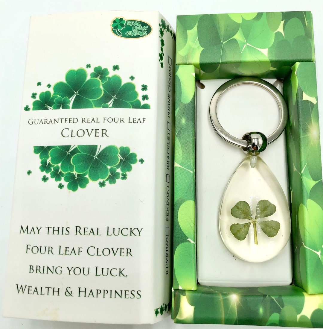 4 Leaf Clover Key Ring Clear Acrylic Key Ring Keychain Luck Hope Faith ...