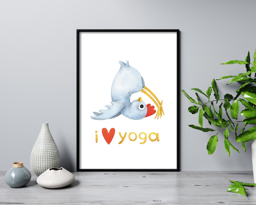 Yoga Pose Print, Funny Yoga Wall Print, Chicken in Yoga Position, Yoga ...