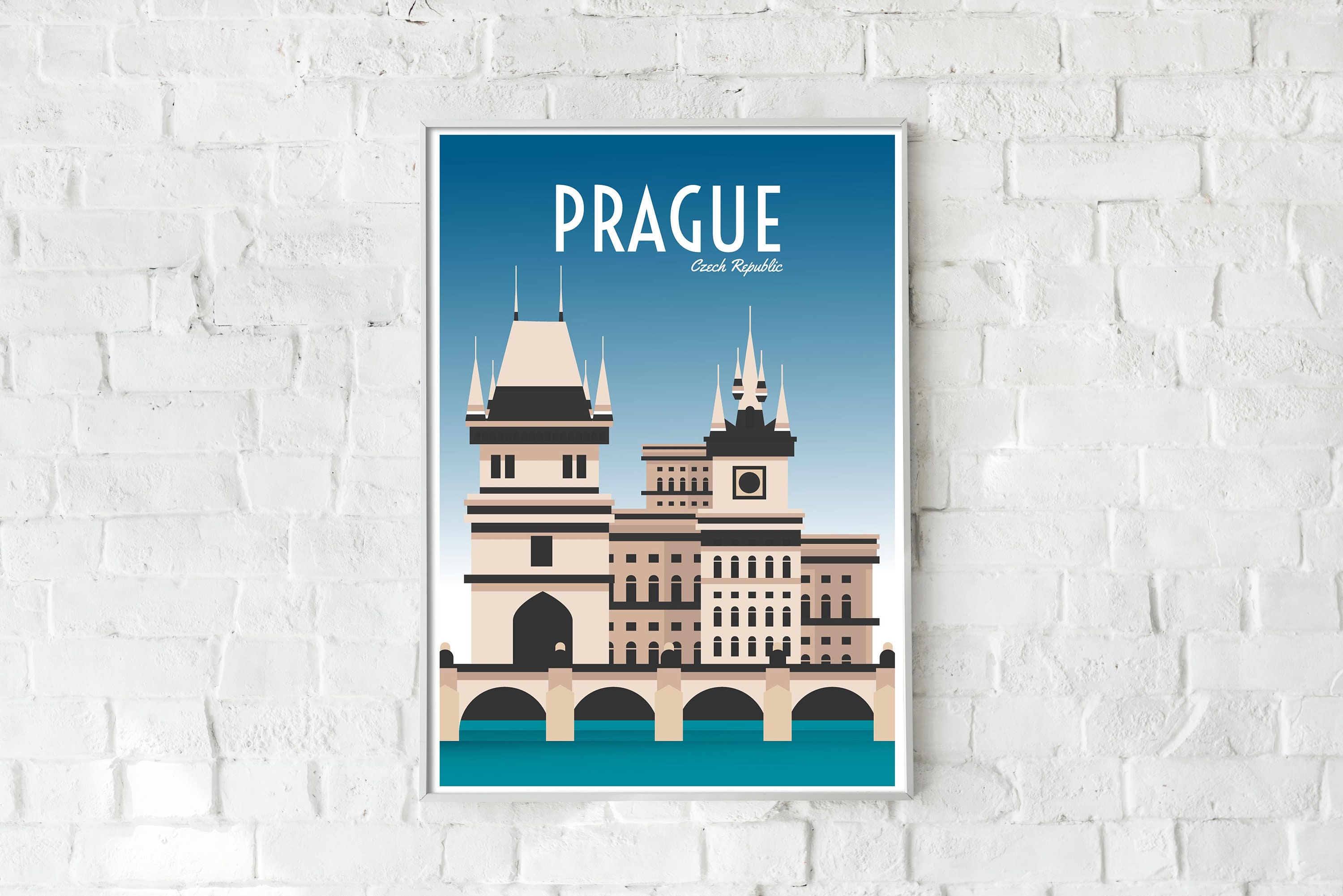 Prague Travel Poster Prague Retro City Poster Czech Republic - Etsy UK
