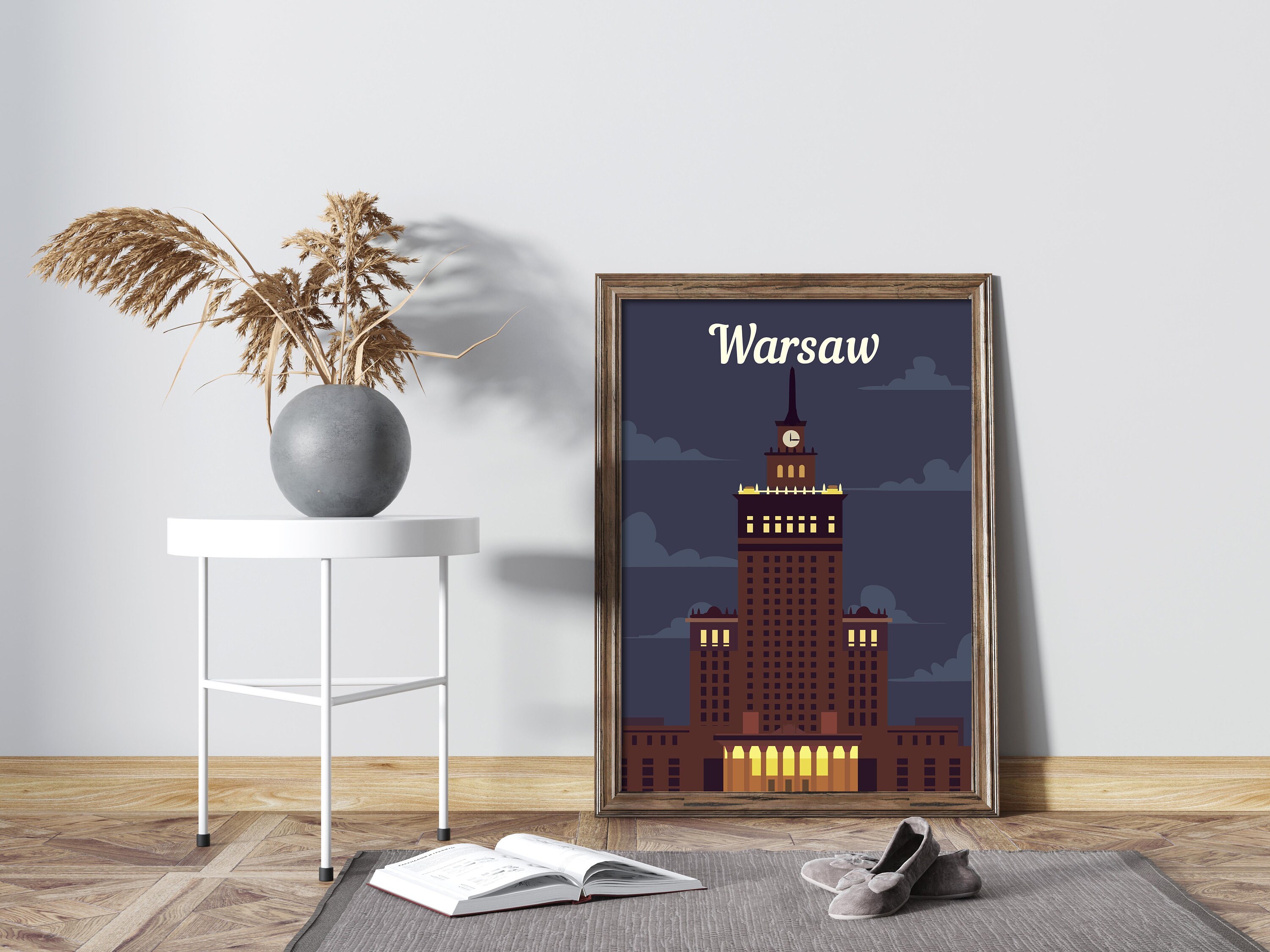 Warsaw retro travel print Warsaw City poster Poland retro | Etsy
