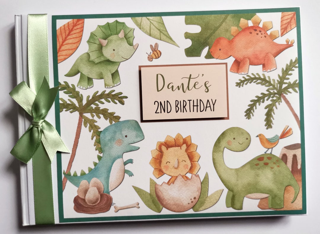 Personalised Baby Dinosaur Birthday Guest Book / Dinosaurs Baby Shower ...