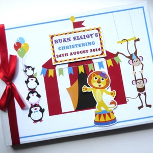 Personalised Vintage Circus Birthday Guest Book, Vintage Circus Baby ...