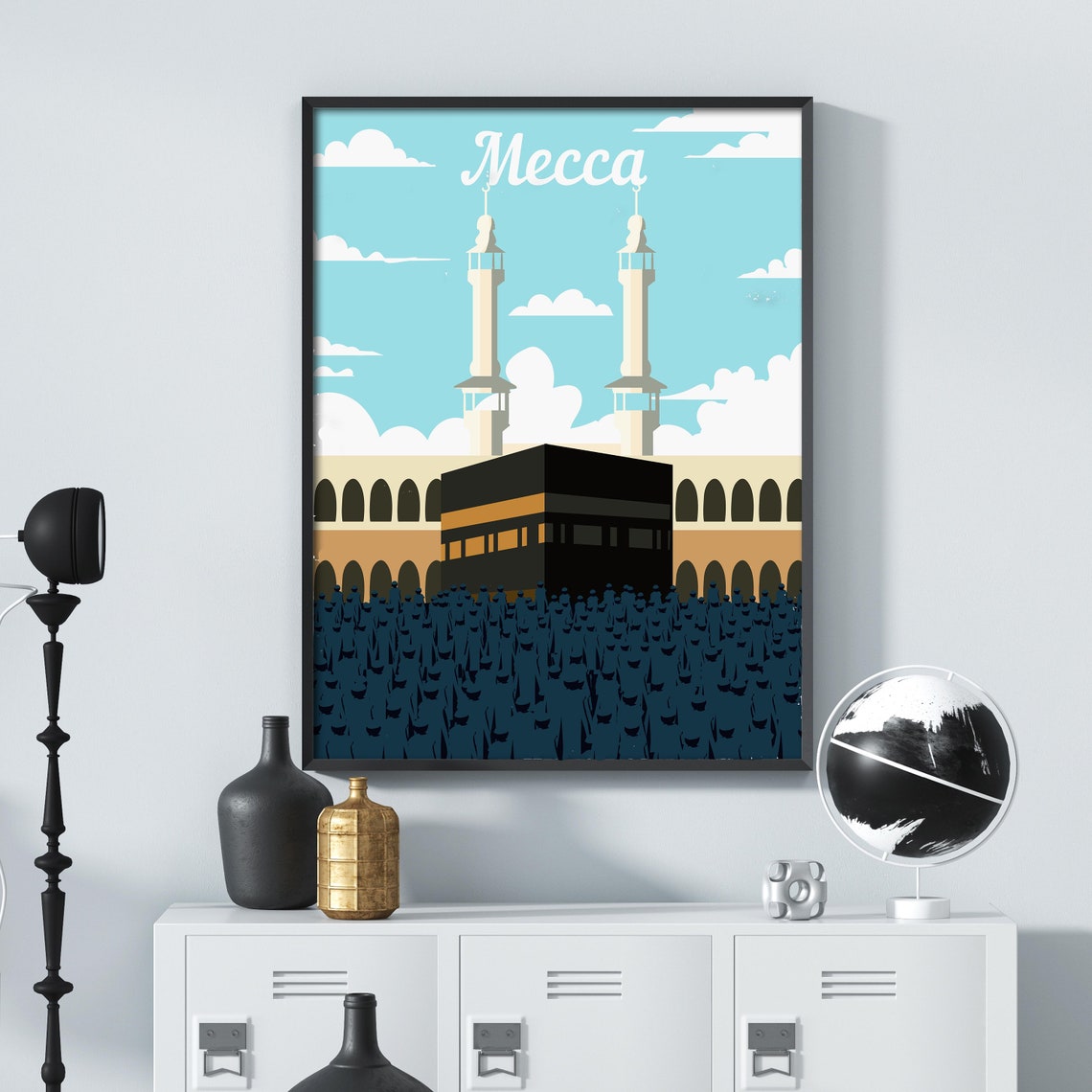 Mecca Retro Travel Poster Mecca Wall Print Saudi Arabia | Etsy UK