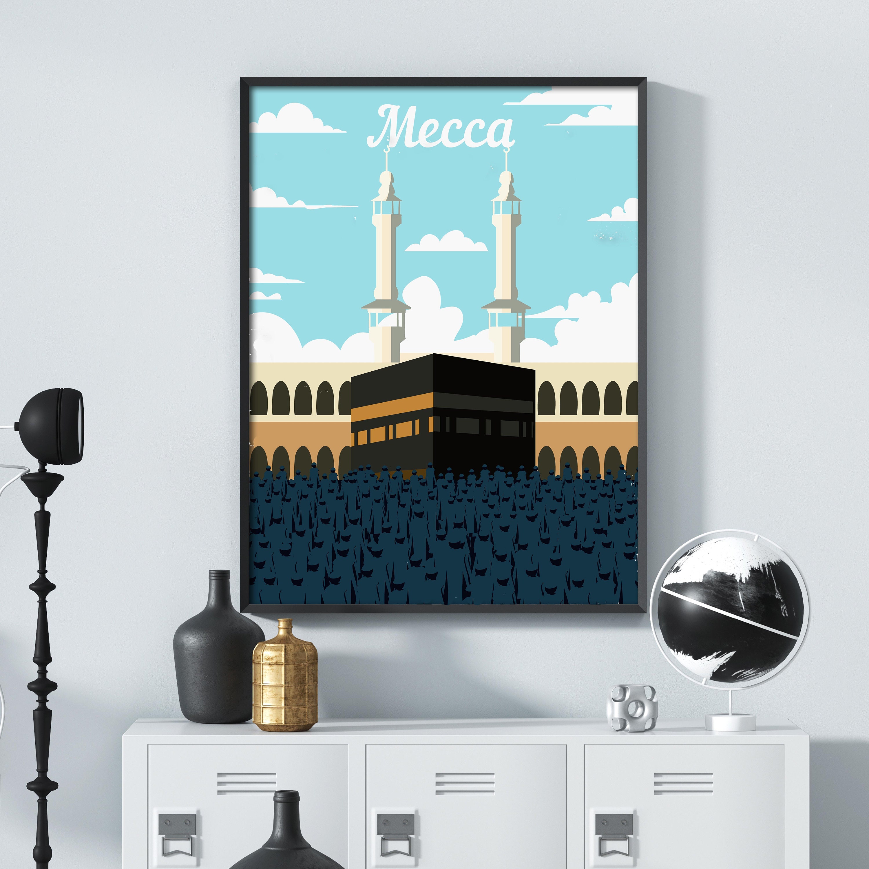 Mecca Retro Travel Poster Mecca Wall Print Saudi Arabia - Etsy UK