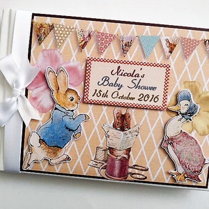 Peter Rabbit Girl's Birthday Guest Book, Pink Peter Rabbit Baby Shower ...