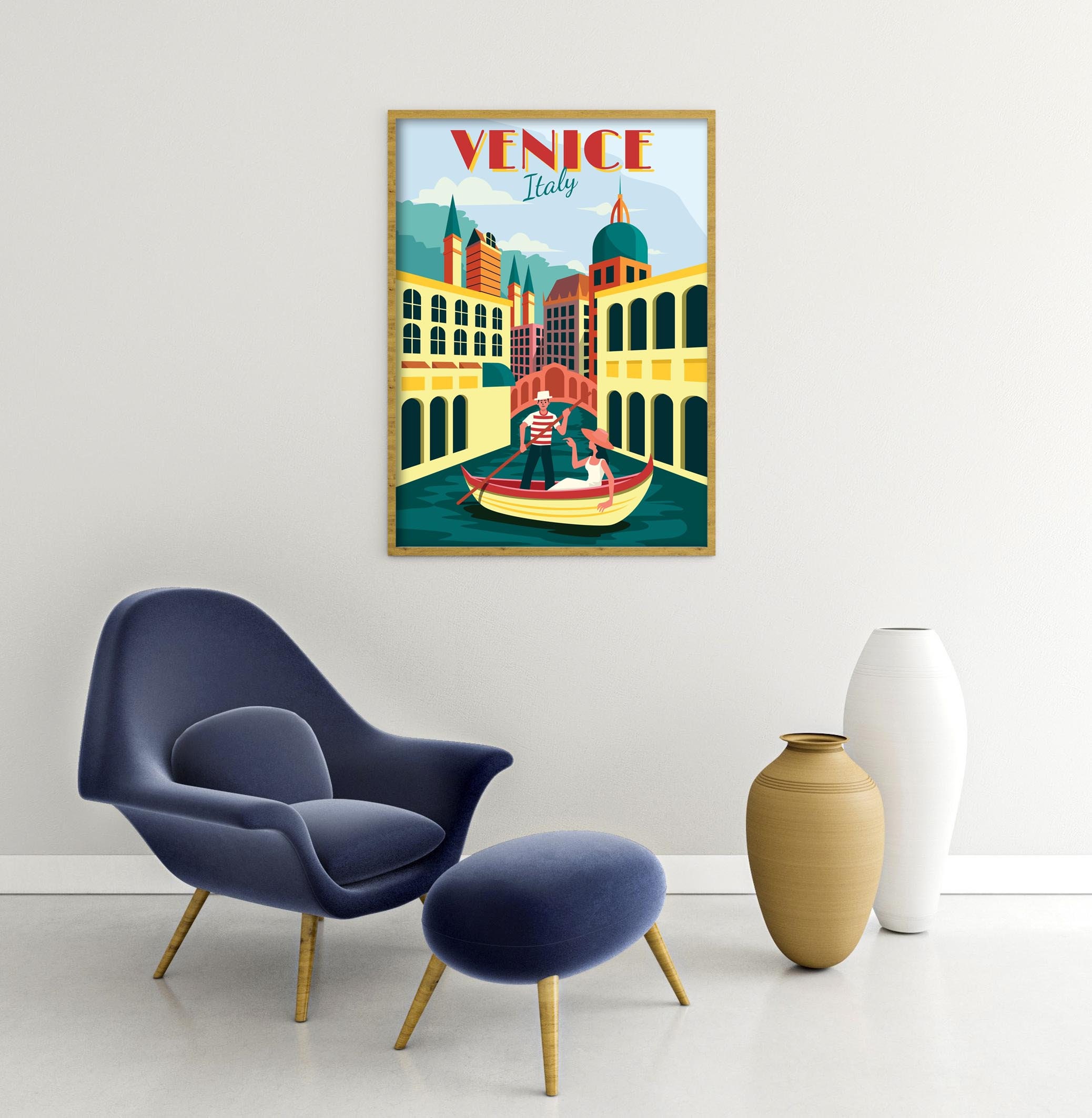 Venice Travel Poster Venice Retro City Poster Italy Travel - Etsy