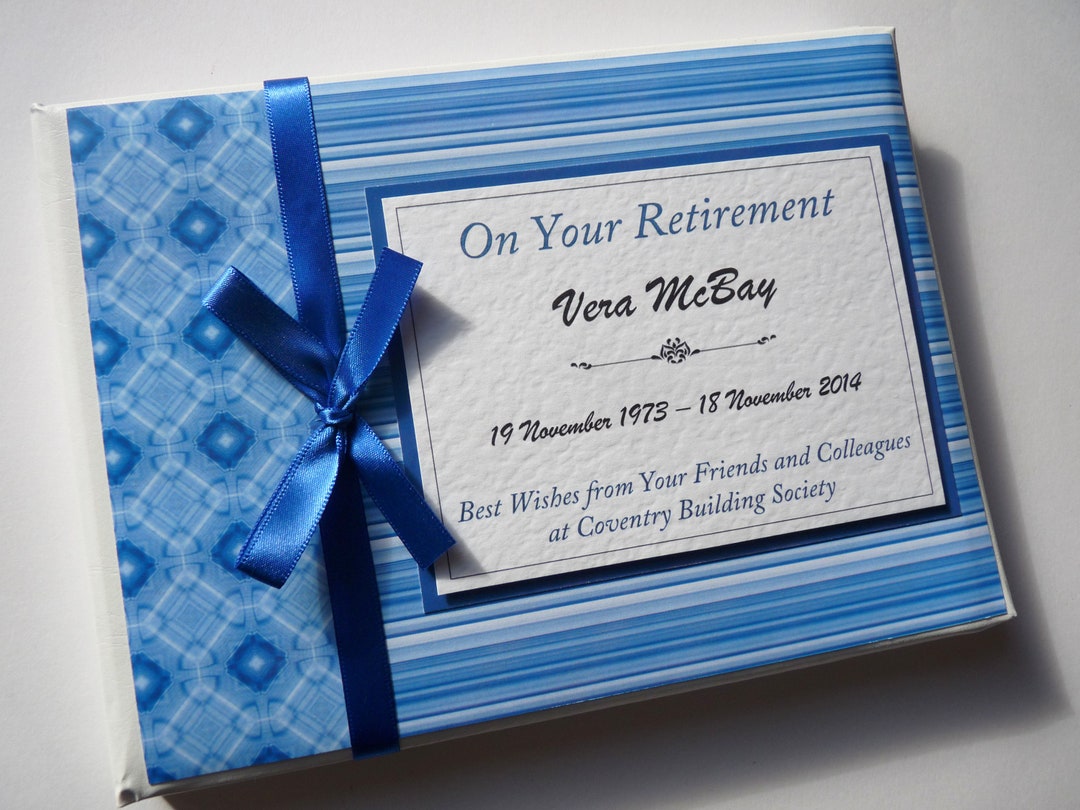 Personalised Blue Retirement Guest Book - Any Colour - Etsy