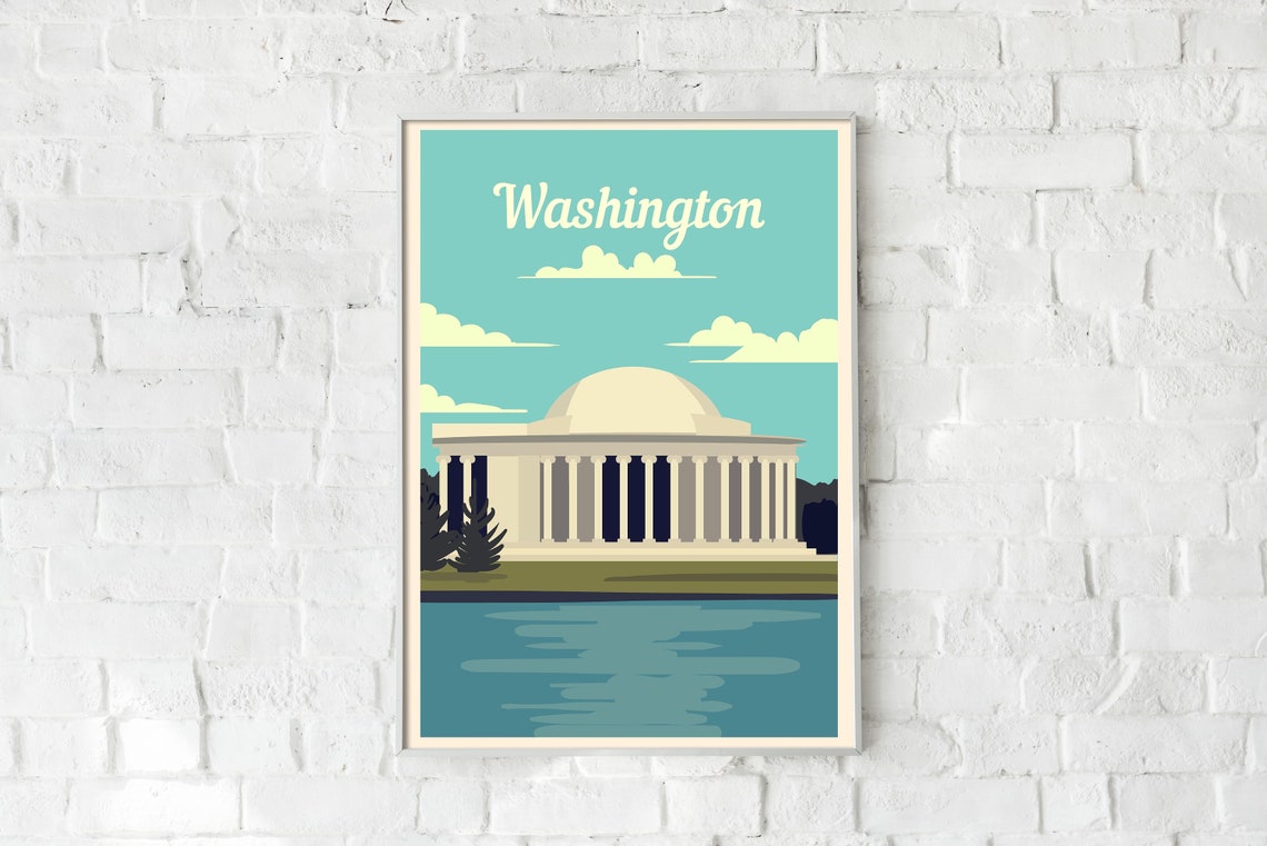 Washington Vintage travel poster retro travel poster | Etsy