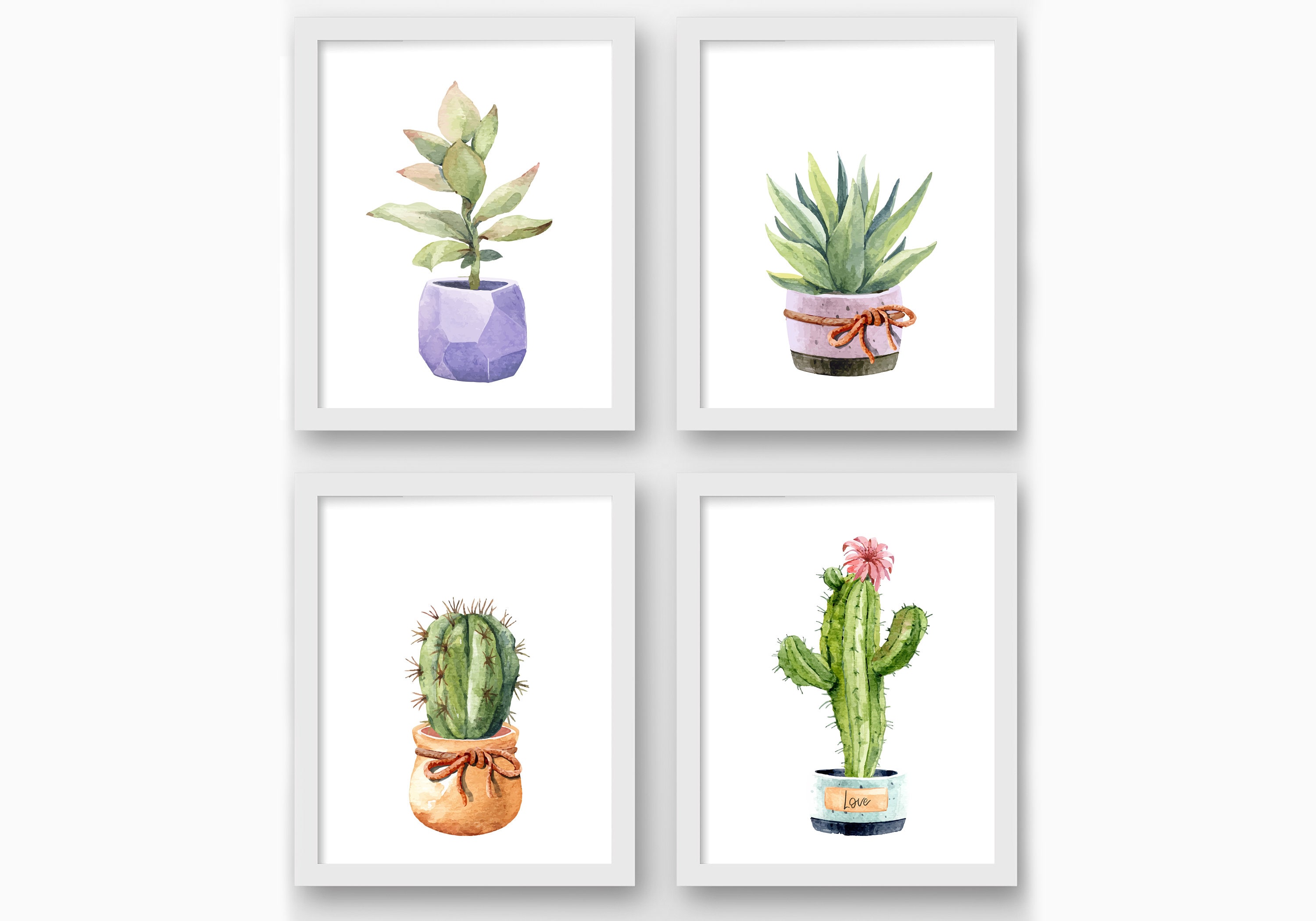 Cactus Wall Prints Cactus Watercolour Wall Art Print Cactus - Etsy UK