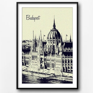 Budapest Illustration Print, Budapest City Skyline Print, Budapest ...