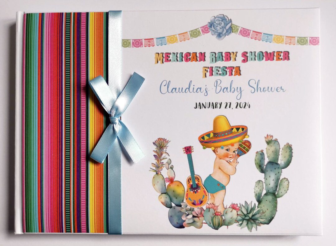 Personalised Mexican Fiesta Boy Baby Shower Guest Book, Cinco De Mayo ...