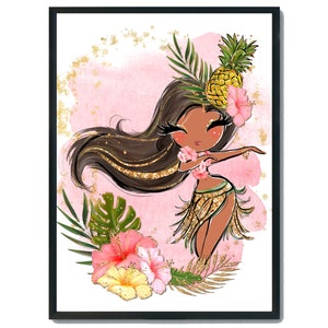Tropical Hula Girl Wall Print, Tropical Hawaiian Luau Nursery Wall ...