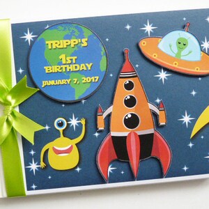 Personalised Outer Space Birthday Guest Book, Cosmonaut and Stars Sign ...