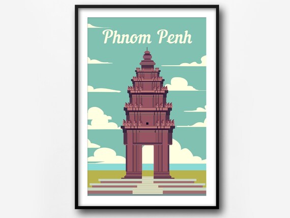 Phnom Penh travel print Phnom Penh city poster Cambodia | Etsy