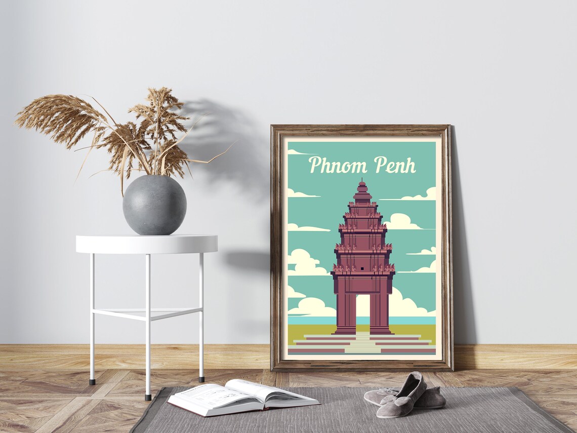 Phnom Penh travel print Phnom Penh city poster Cambodia | Etsy