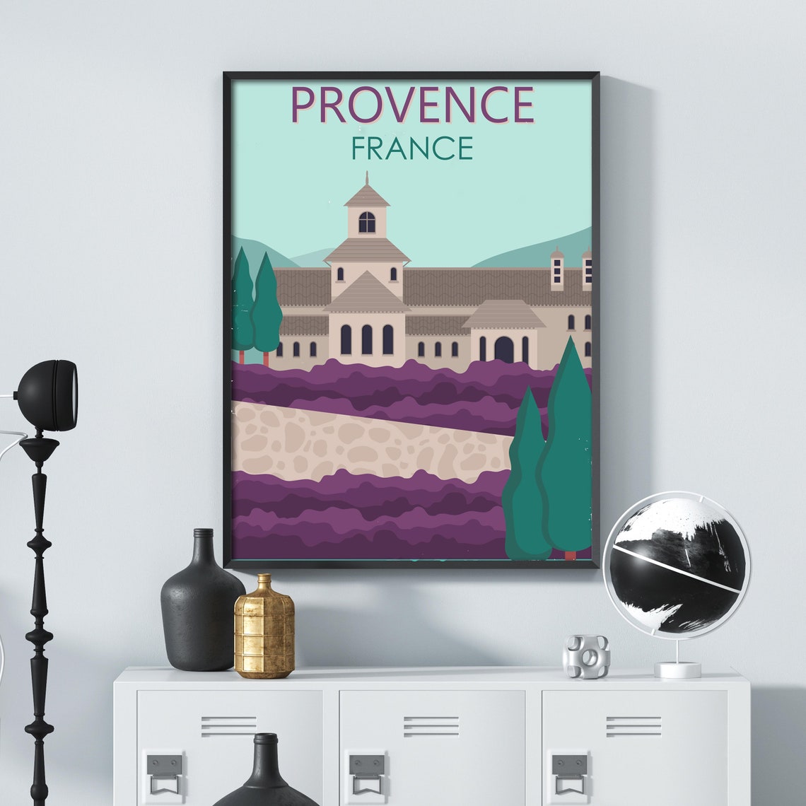 Provence Retro Print Provence France Travel Poster Levander - Etsy UK