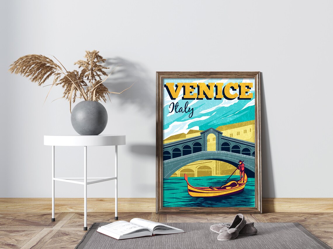Venice Travel Poster Venice Retro City Poster Italy Travel - Etsy UK