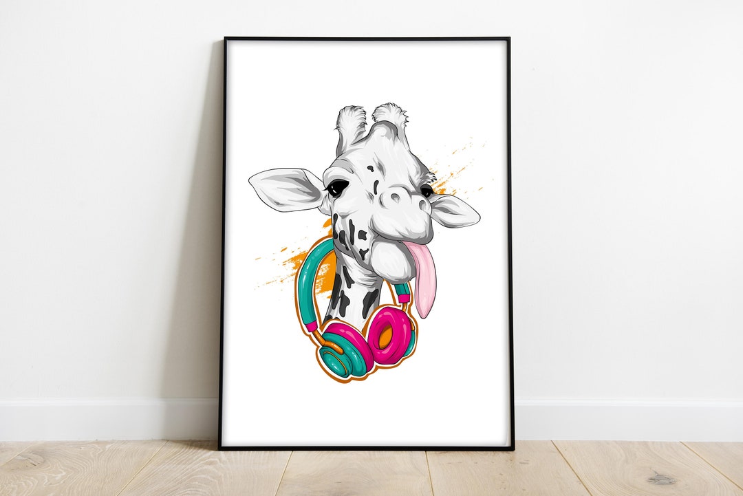 Giraffe Print, Cool Giraffe Poster, Animals Wall Art, Giraffe Wall ...