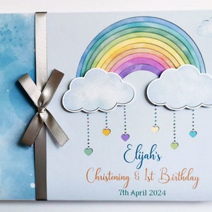 Personalised Rainbow Birthday Guest Book, Pastel Rainbow Baby Shower ...