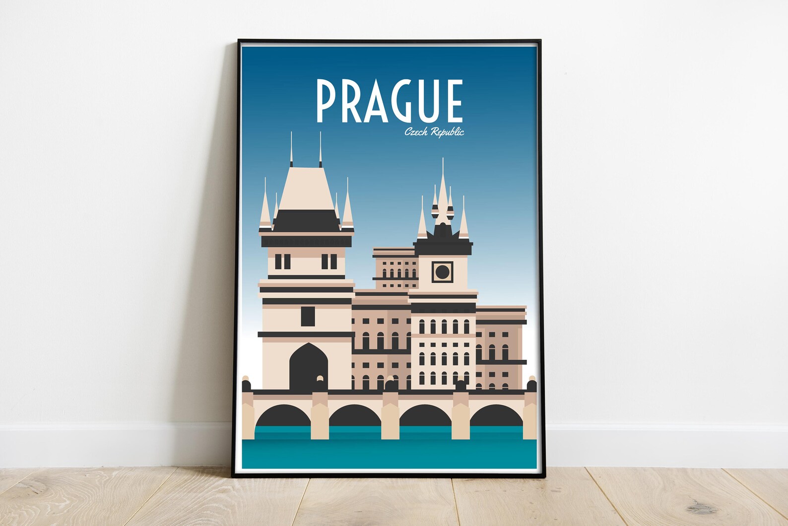 Prague Travel Poster Prague Retro City Poster Czech Republic - Etsy