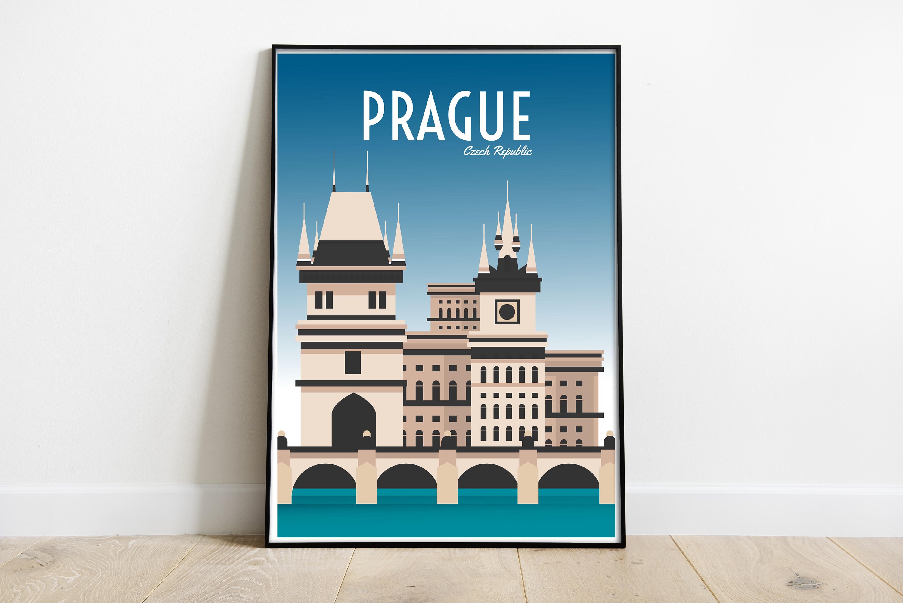 Prague Travel Poster Prague Retro City Poster Czech Republic - Etsy UK