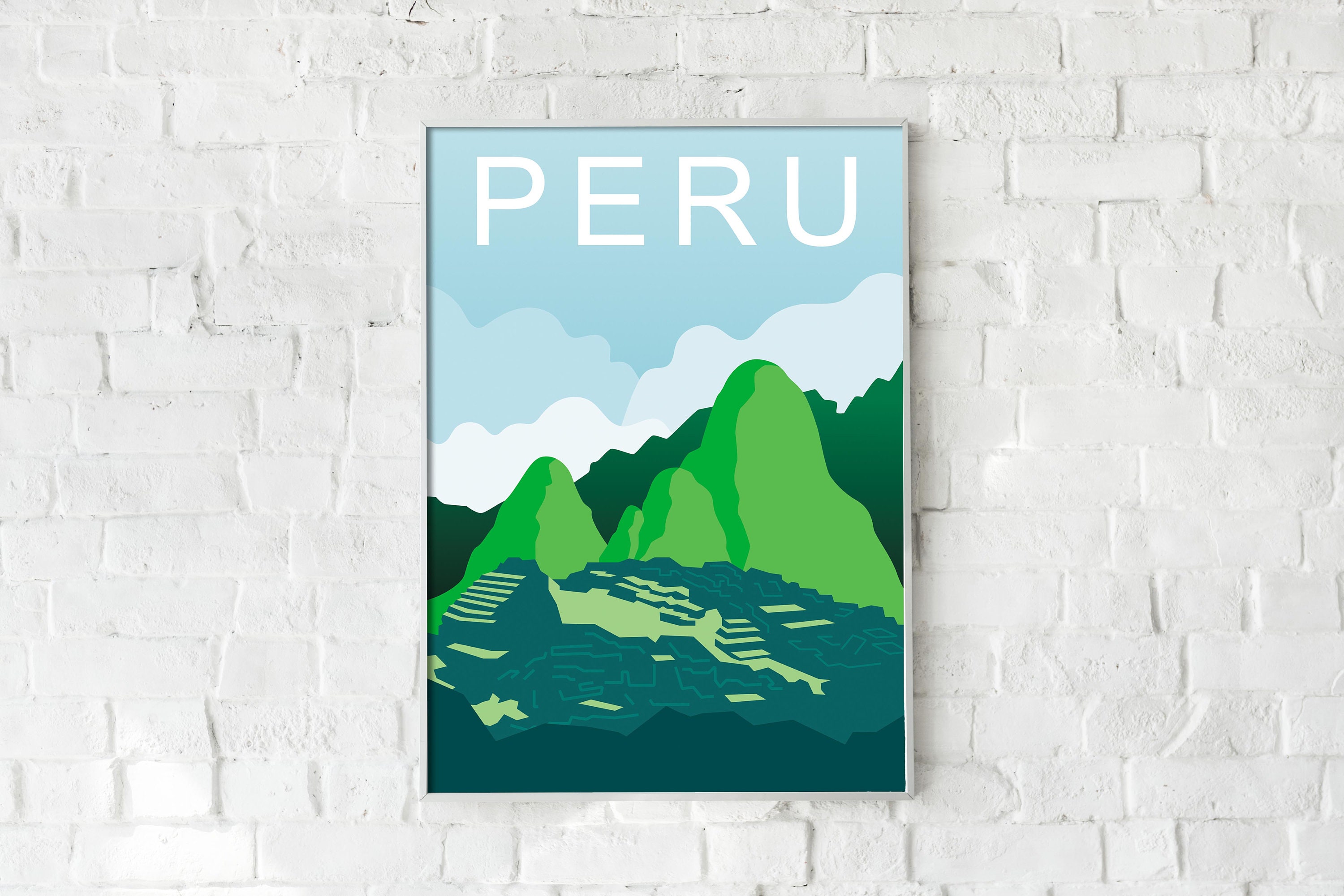 Peru Travel Poster Machu Picchu Wall Print Peru Retro - Etsy