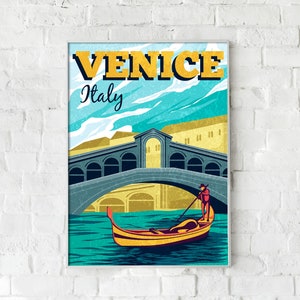 Venice Travel Poster, Venice Retro City Poster, Italy Travel Print ...