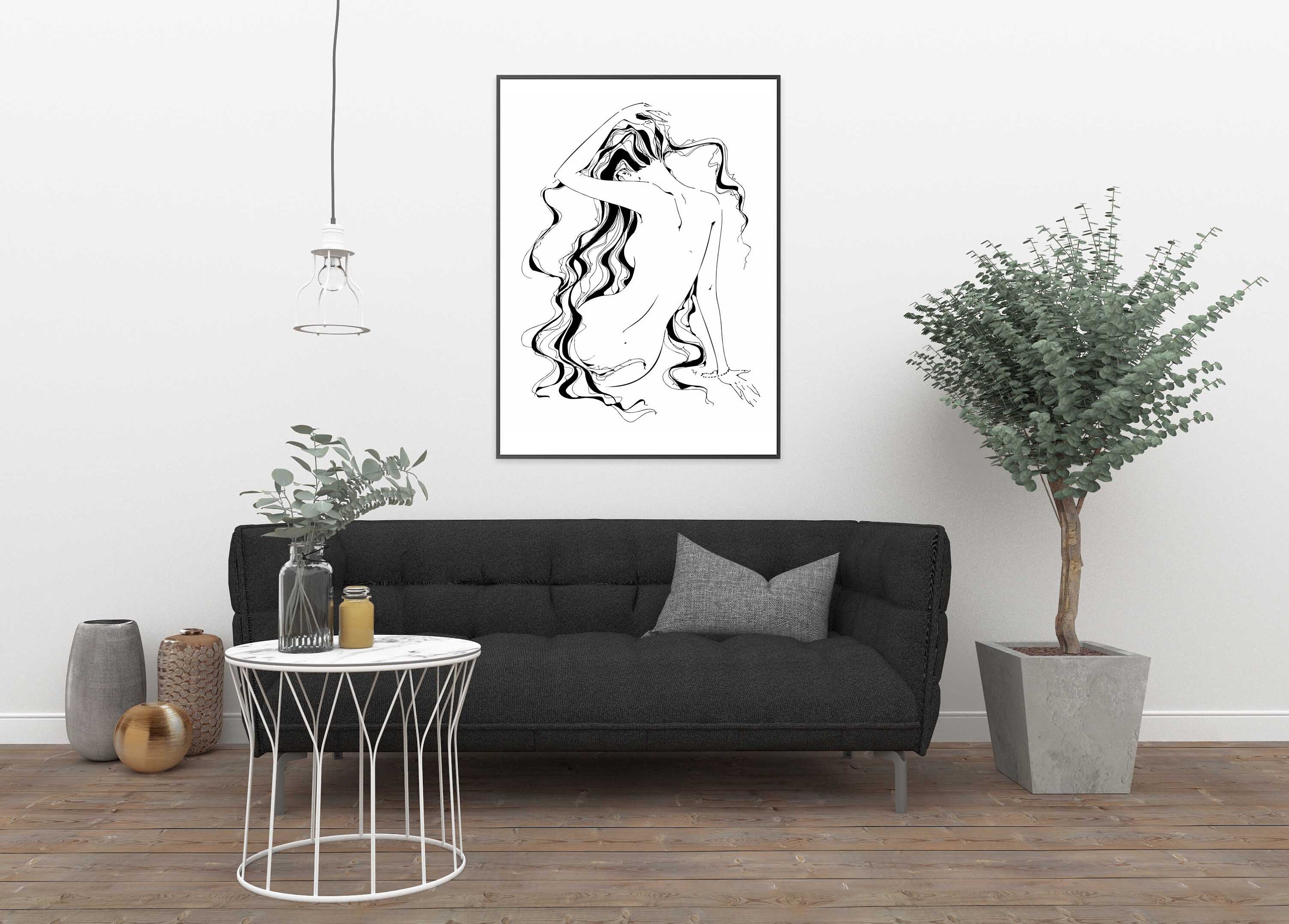 Nude Female Print Female Form Line Drawing Art Print Nude | Etsy