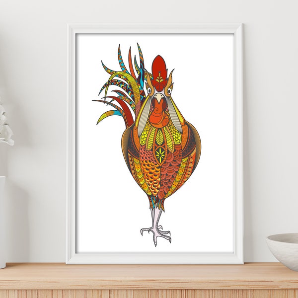 Abstract Rooster - Etsy